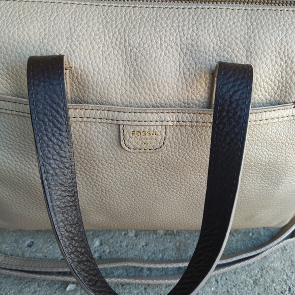 Fossil | Bags | Fossil Cognac Taupe Tan Brown Pebble Leather Mimi ...